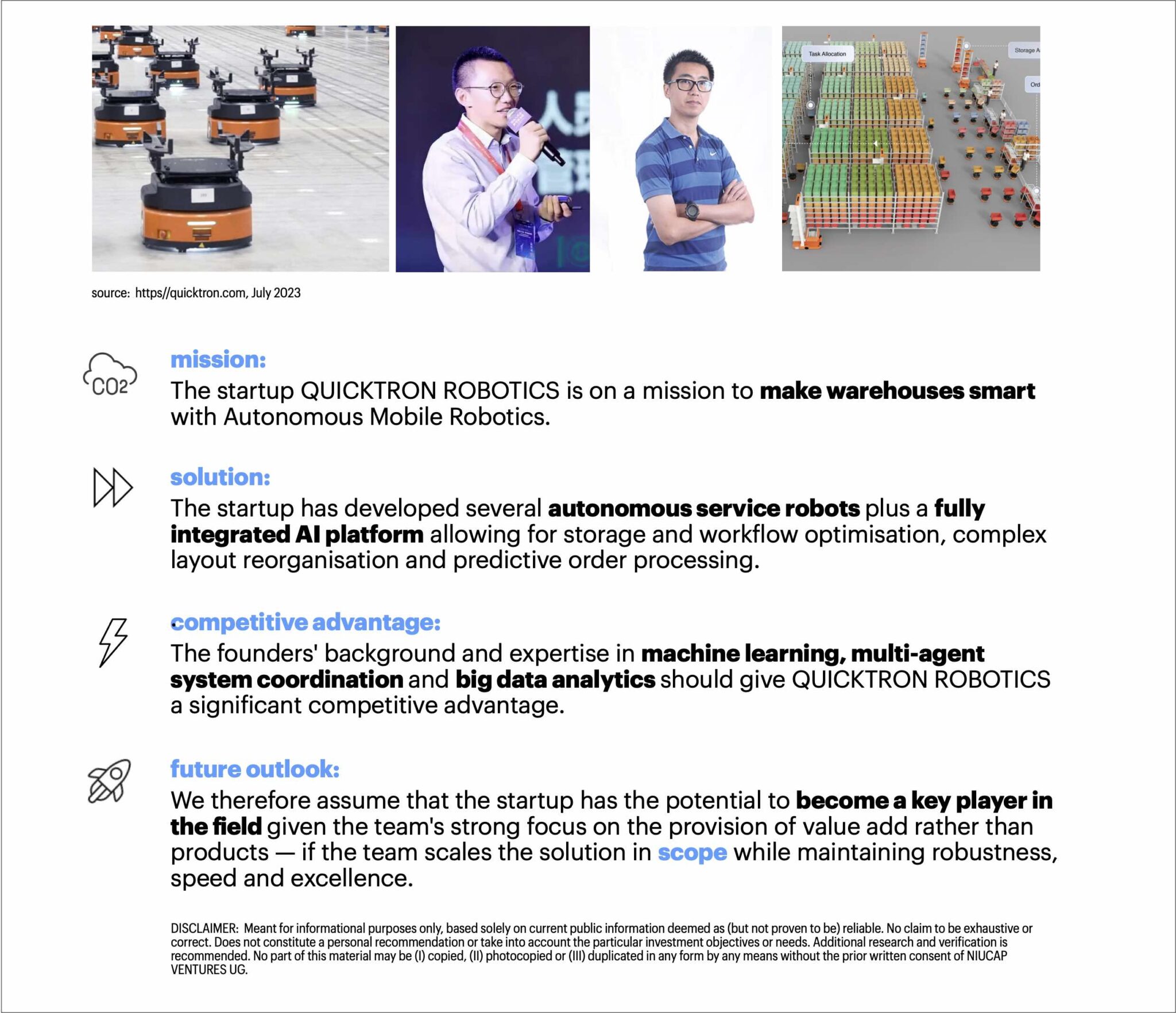 QUICKTRON ROBOTICS | Making warehouses smart (analysis) | NIUCAP VENTURES